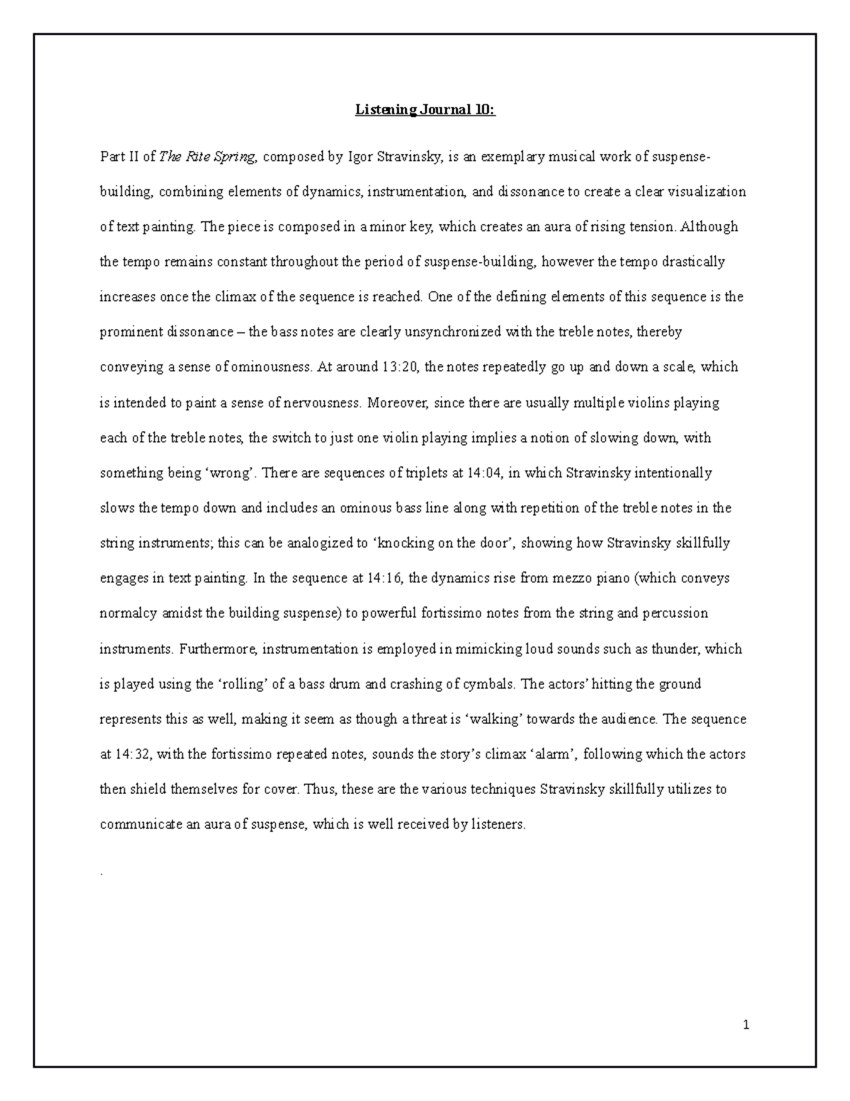 Listening Journal 10 - music reflection - Listening Journal 10: Part II ...