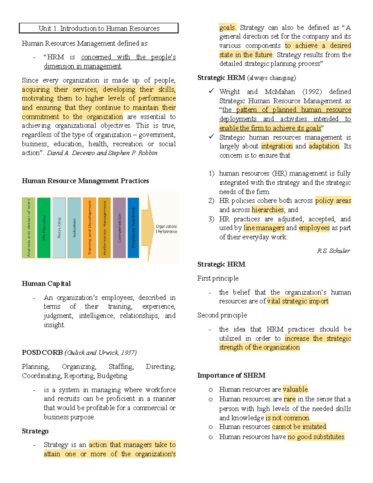 BA ALL Notes - Human resource subject 1st semester - Unit 1 ...