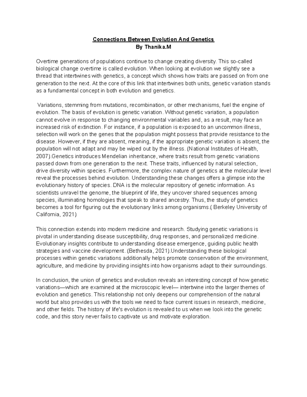 Culminating Gentics and Evolution - Connections Between Evolution And ...