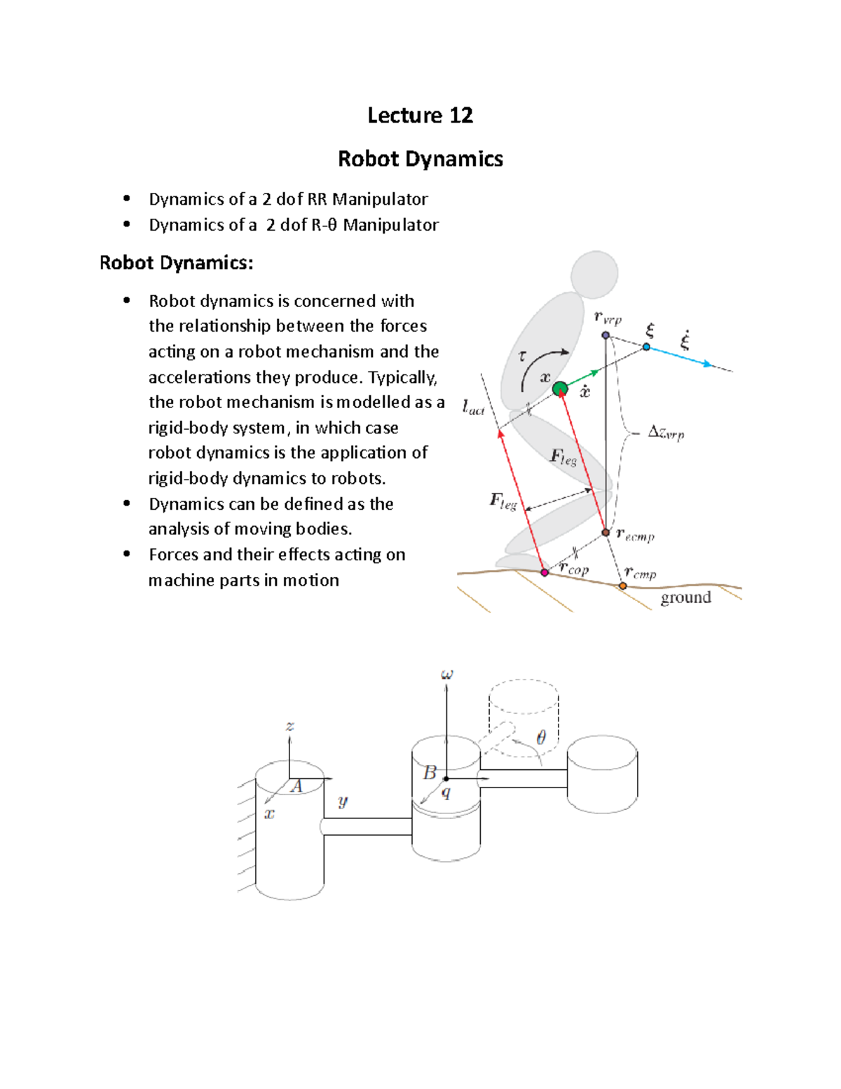 Lecture 12 - Robot Dynamics - Mechanism and Robotics - BITS Pilani ...