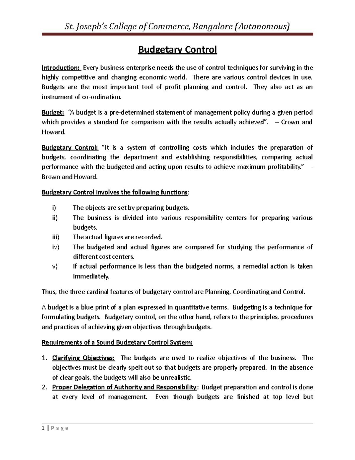 Mod- 5 Budgetary Control - Theory - Budgetary Control Introducion ...
