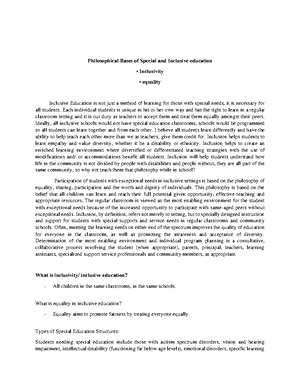 Module 1- Foundations of Special and Inclusive Education BYPROF ED 105 ...