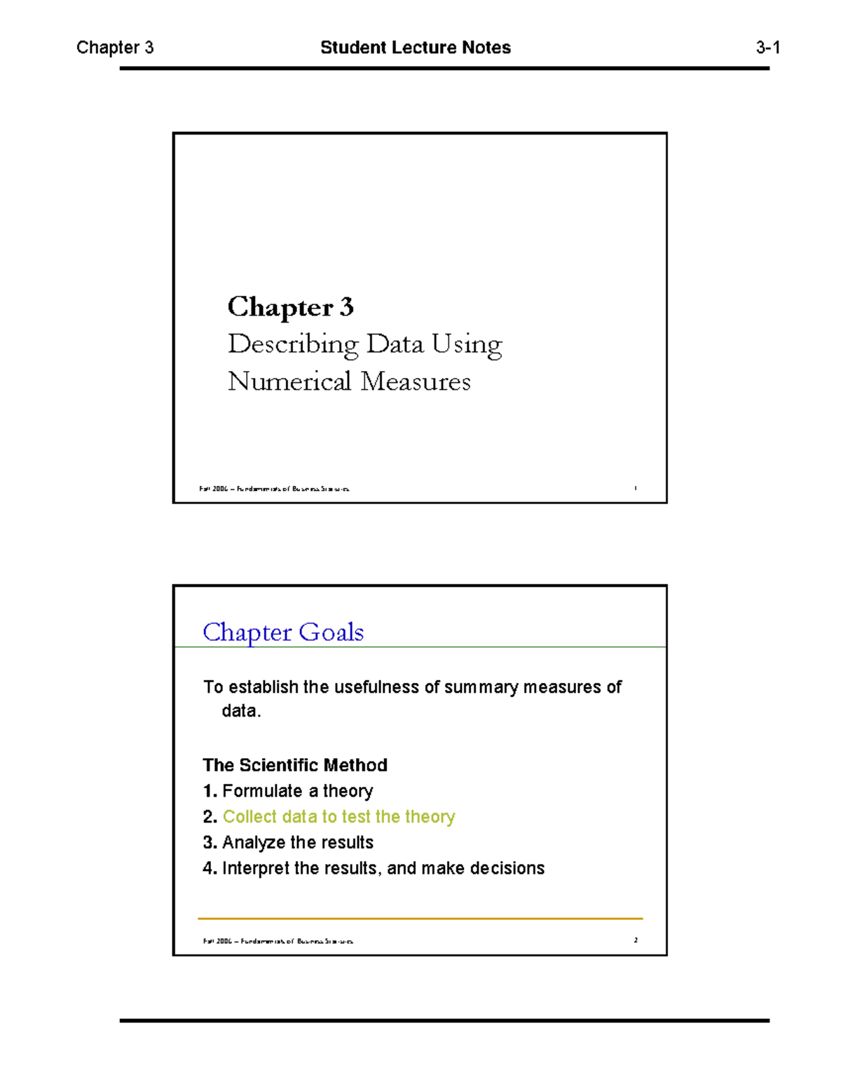 Lecture slides, lecture 3 - Chapter 3 Student Lecture Notes Chapter 3 ...