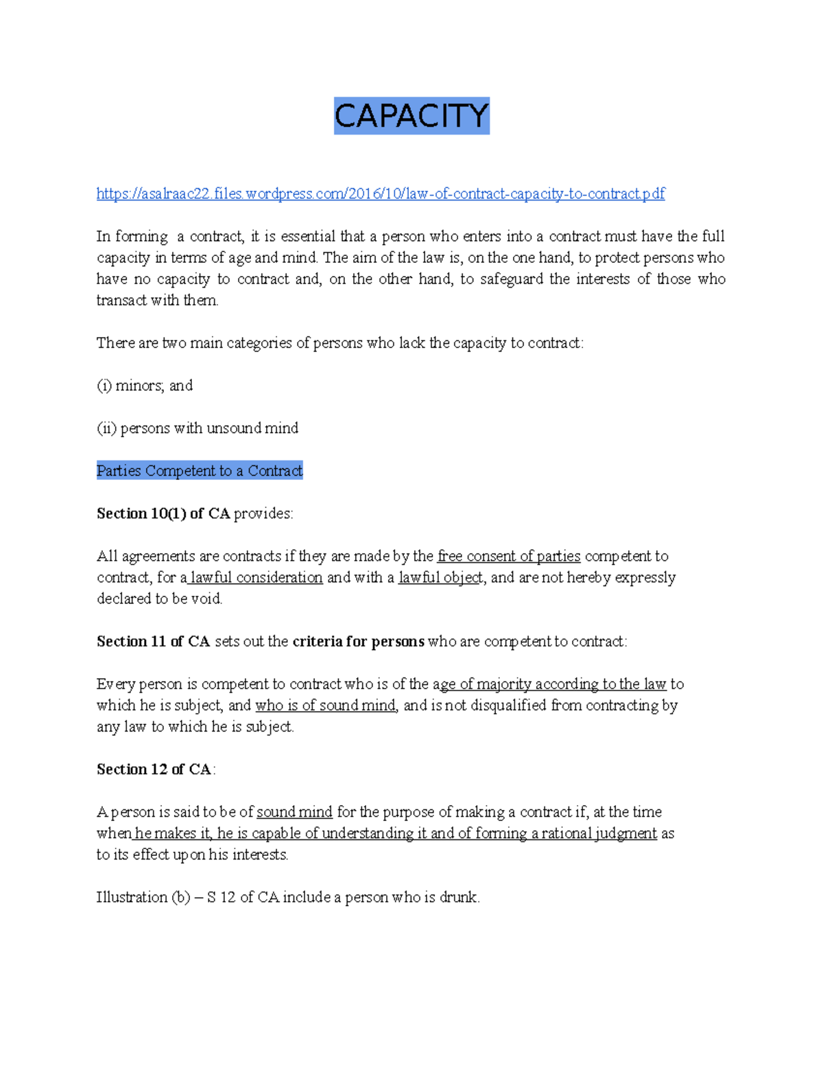 Capacity Notes for revision - CAPACITY - Studocu