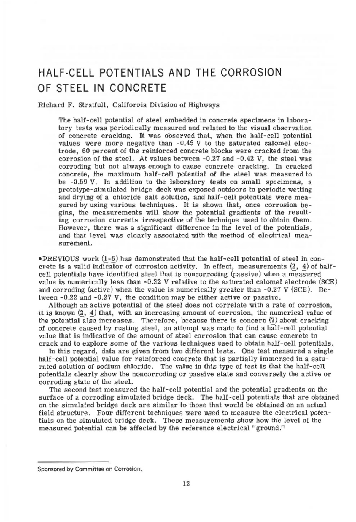 HALF-CELL Potentials AND THE Corrosion - HALF-CELL POTENTIALS AND THE ...