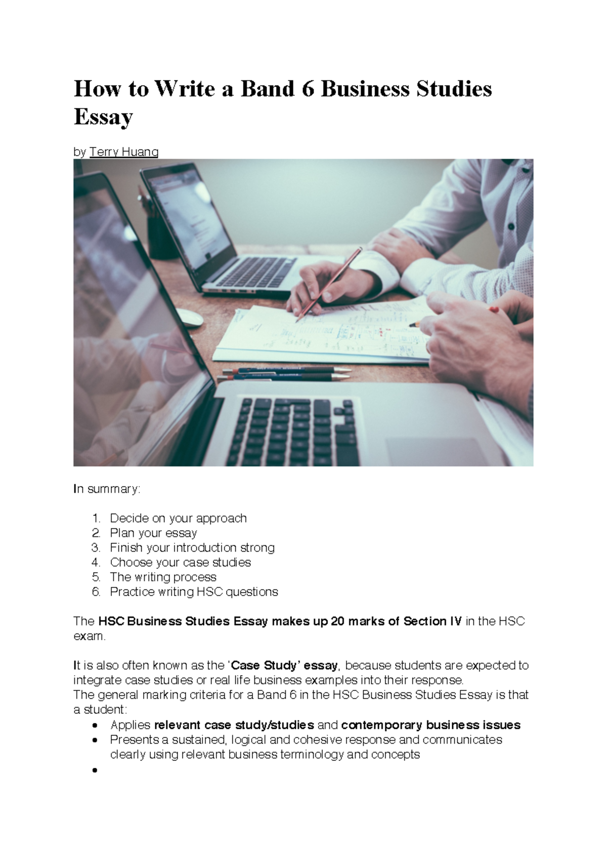 2019 BS Bussiness Studies Band 6 Essay Structure - How to Write a Band ...