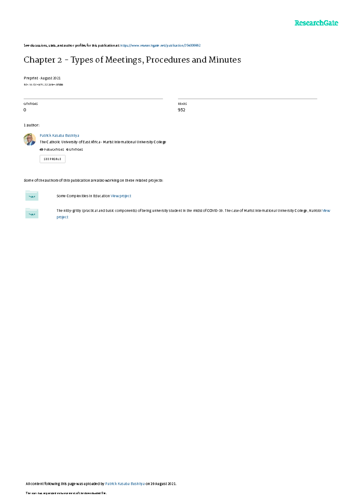 Chapter 2Typesof Meetings Proceduresand Minutes - See discussions ...