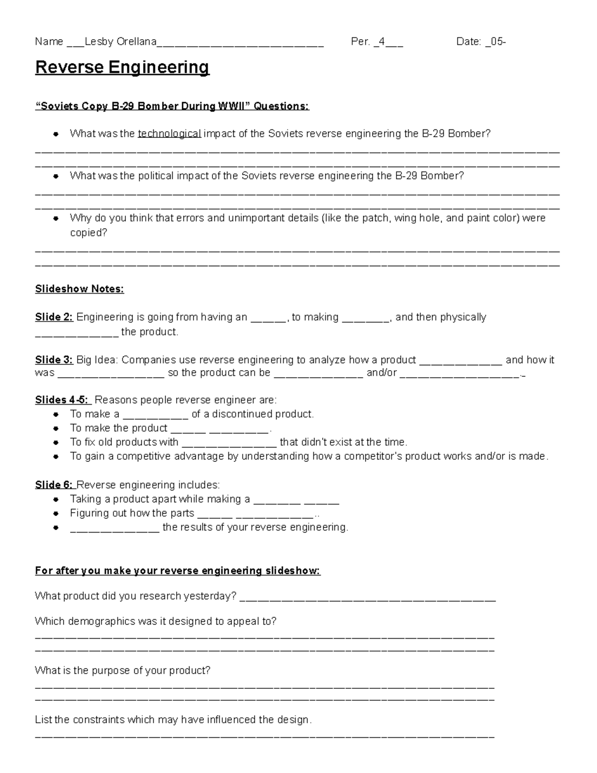 Capture Sheet for Reverse Engineering - Name Lesby Orellana ...
