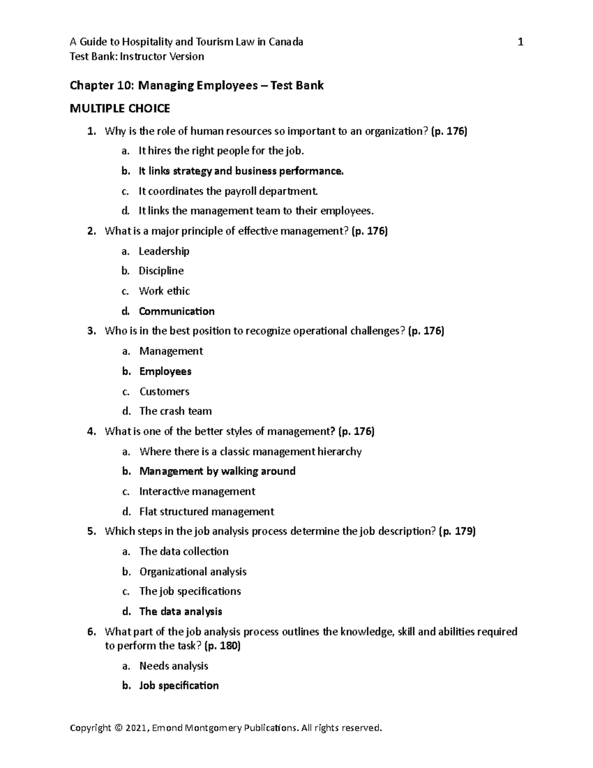 Hospitality-10-i - Chapter questions and answers. - Test Bank ...