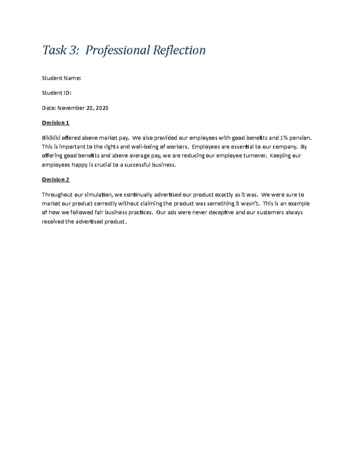 D083 - Business Core Capstone - Task 3 - Passed - Task 3: Professional ...