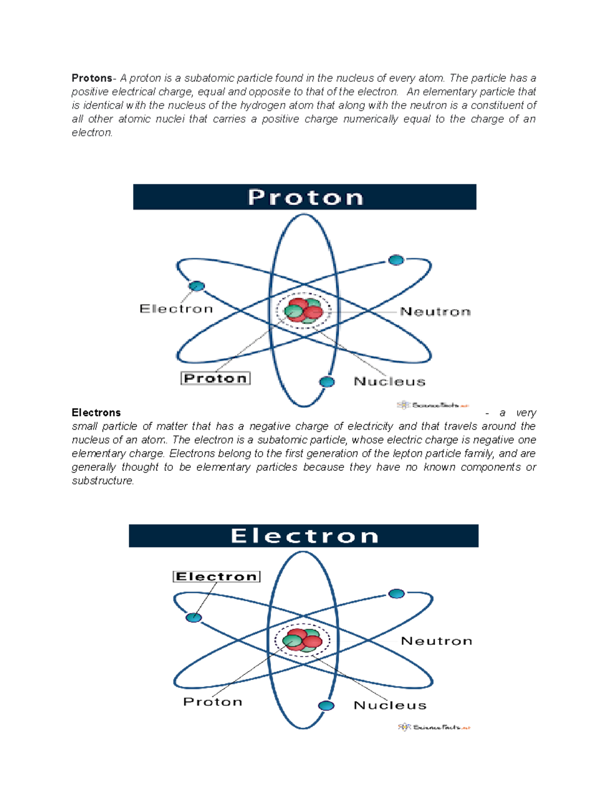 Physicalscience - notes - Protons - A proton is a subatomic particle ...