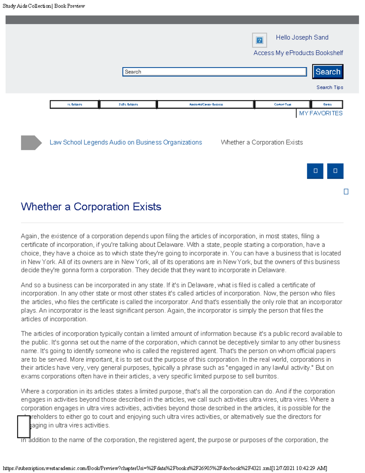 Whether a Corporation Exists - Study Aids Collection | Book Preview ...