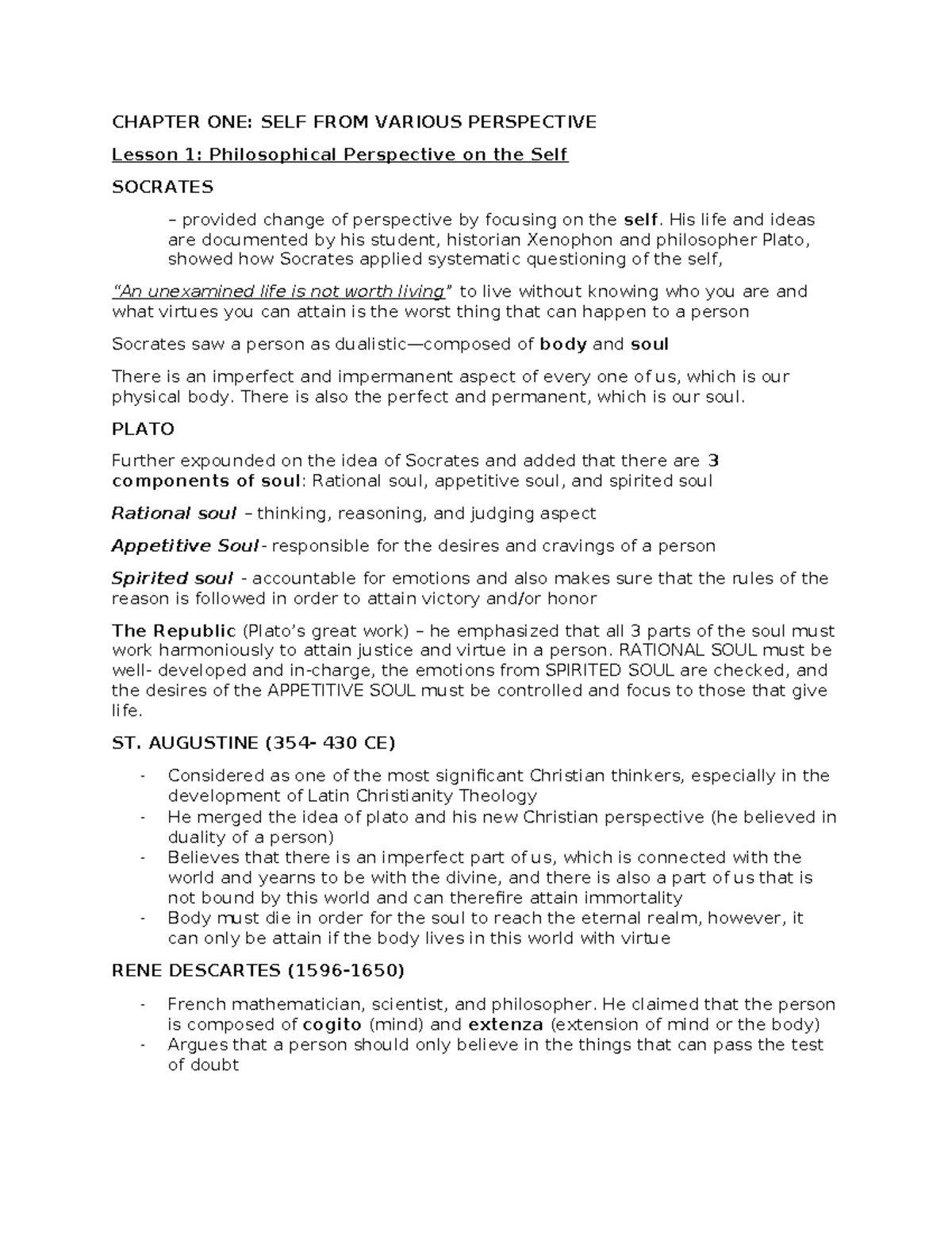 UTS midterm reviewer 1st SEM - CHAPTER ONE: SELF FROM VARIOUS ...
