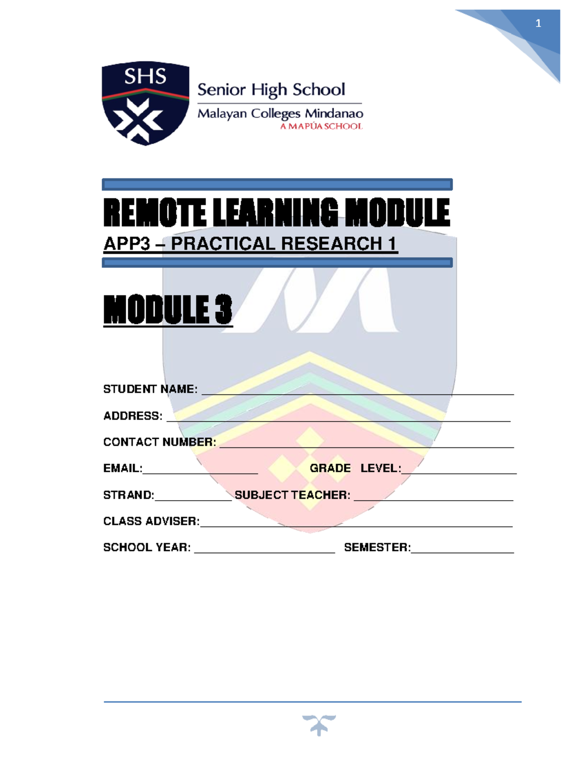 APP3 - Practical Research 1 Module 3 - 1 REMOTE LEARNING MODULE APP3 ...