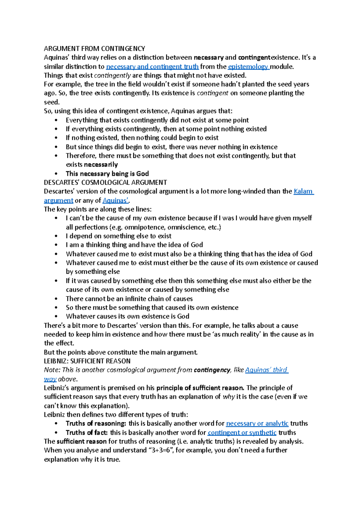 Argument FROM Contingency - ARGUMENT FROM CONTINGENCY Aquinas’ third ...