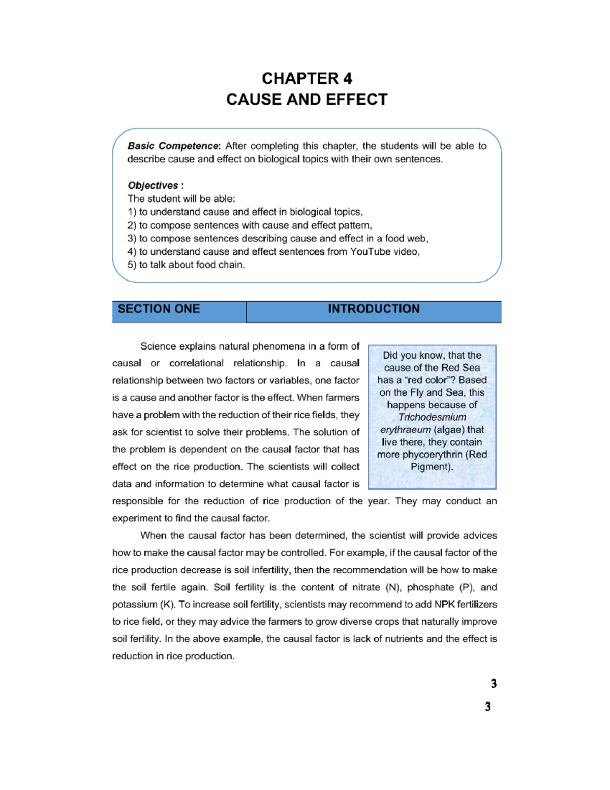 Chapter 4 2 - Bahan belajar - CHAPTER 4 CAUSE AND EFFECT Basic Competence: After completing this ...