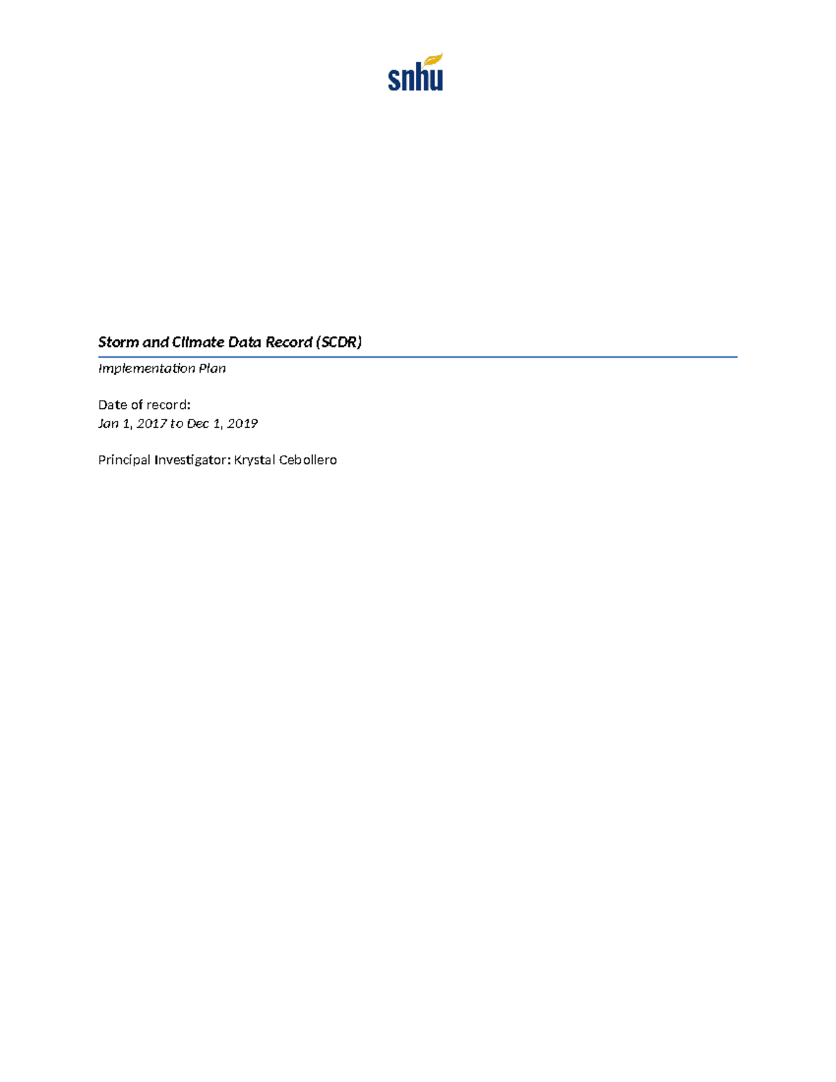 DAT 375 Project Two - Storm and Climate Data Record (SCDR ...