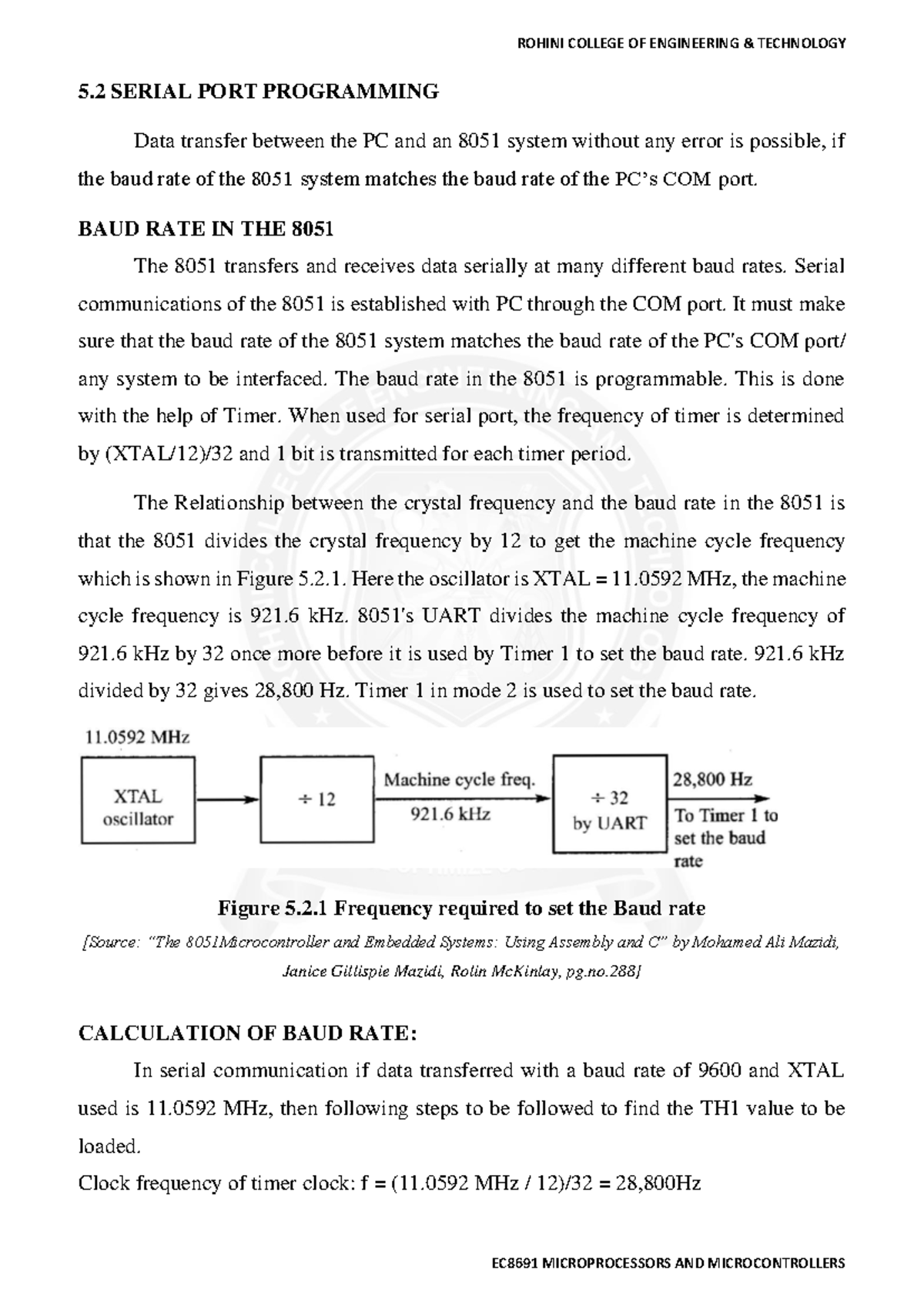 Embedded C Programming - 5 SERIAL PORT PROGRAMMING Data transfer between the PC and an 8051 ...