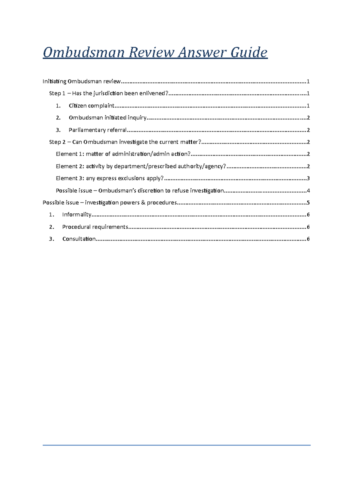 Ombudsman Review Notes - Ombudsman Review Answer Guide Iniiaing ...