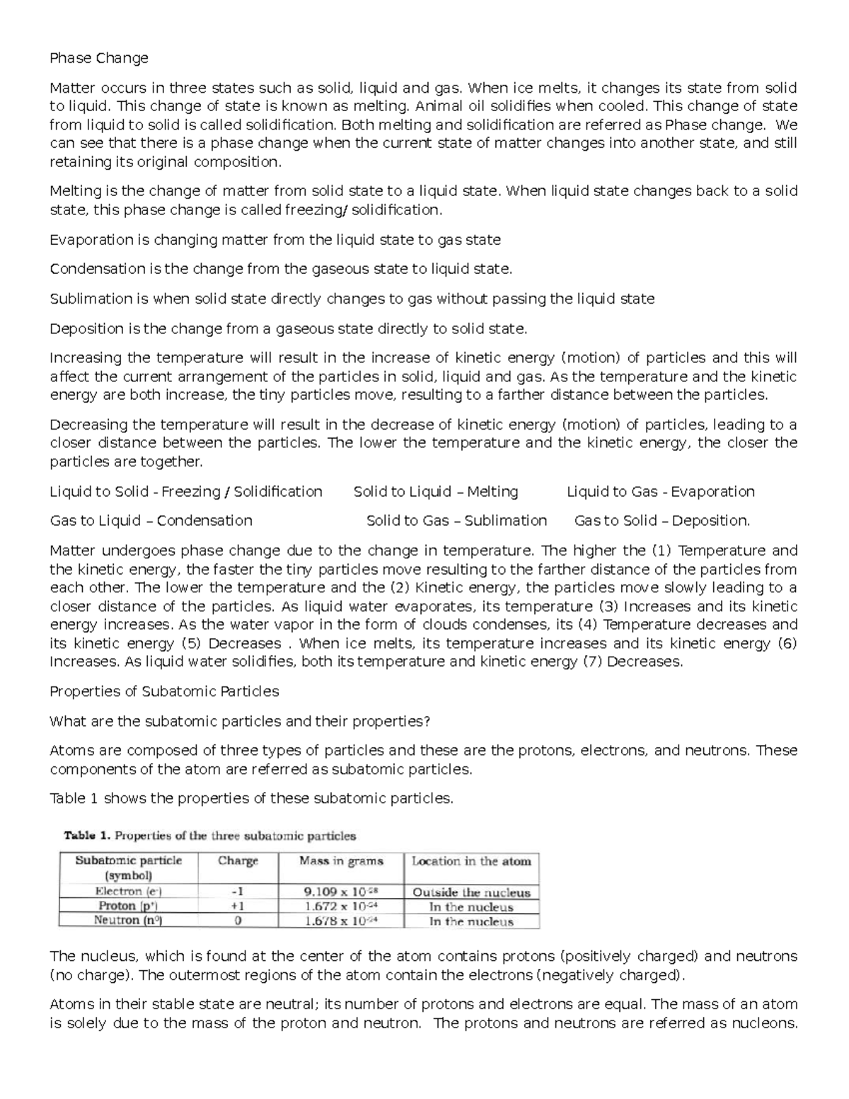 Brief Review G8 - Phase Change Matter occurs in three states such as ...