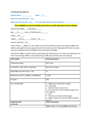 N2314 Cardiovascular Write-Up - Cardiovascular Student Name ...