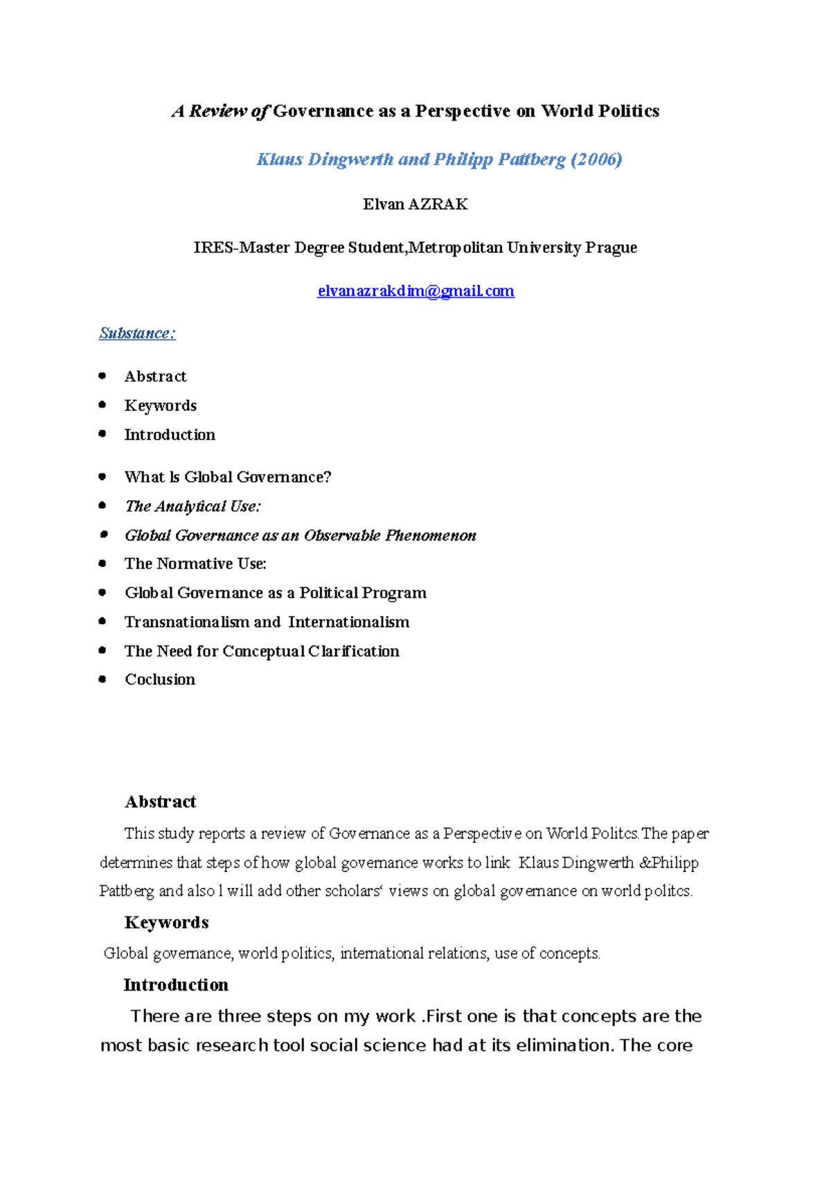 A Review of Governance as a Perspective - Keywords Global governance ...