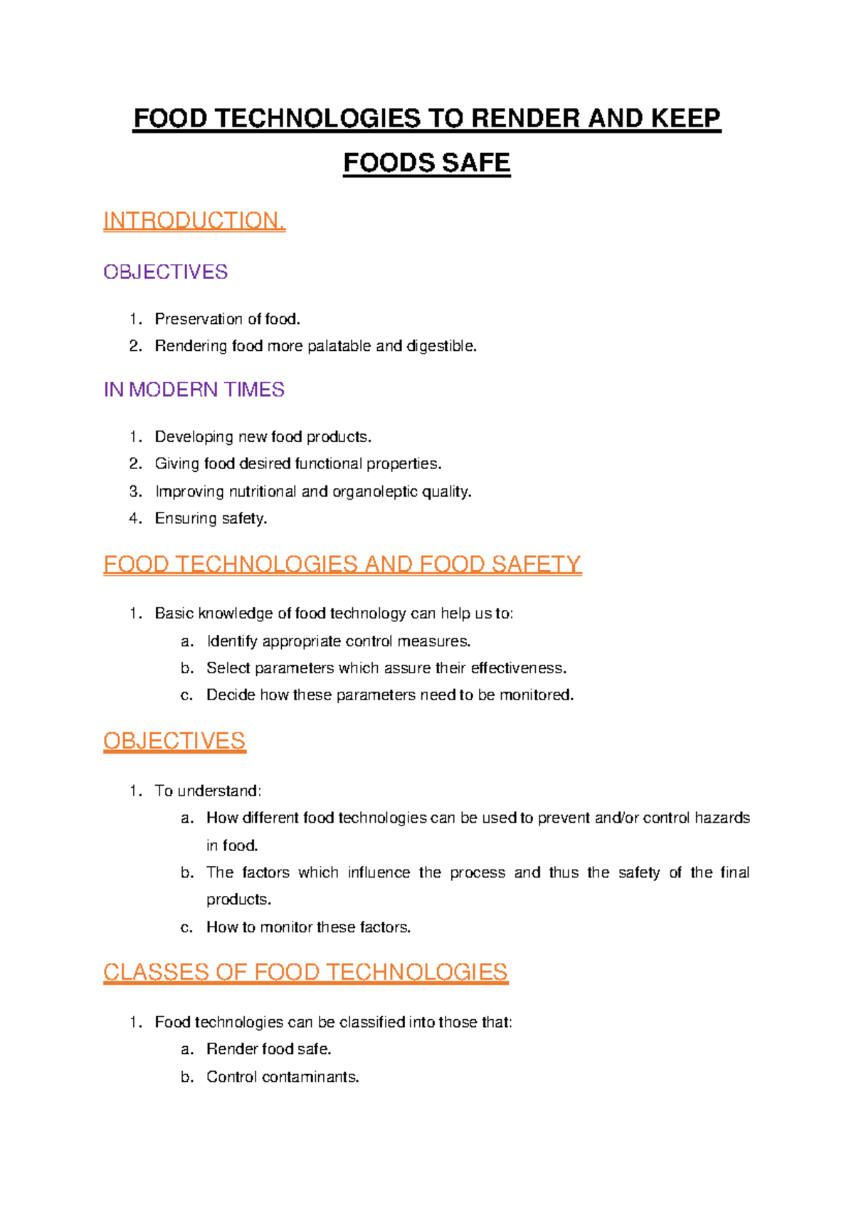 FOOD Technologies TO Render AND KEEP FOOD SAFE theme 8 - FOOD ...