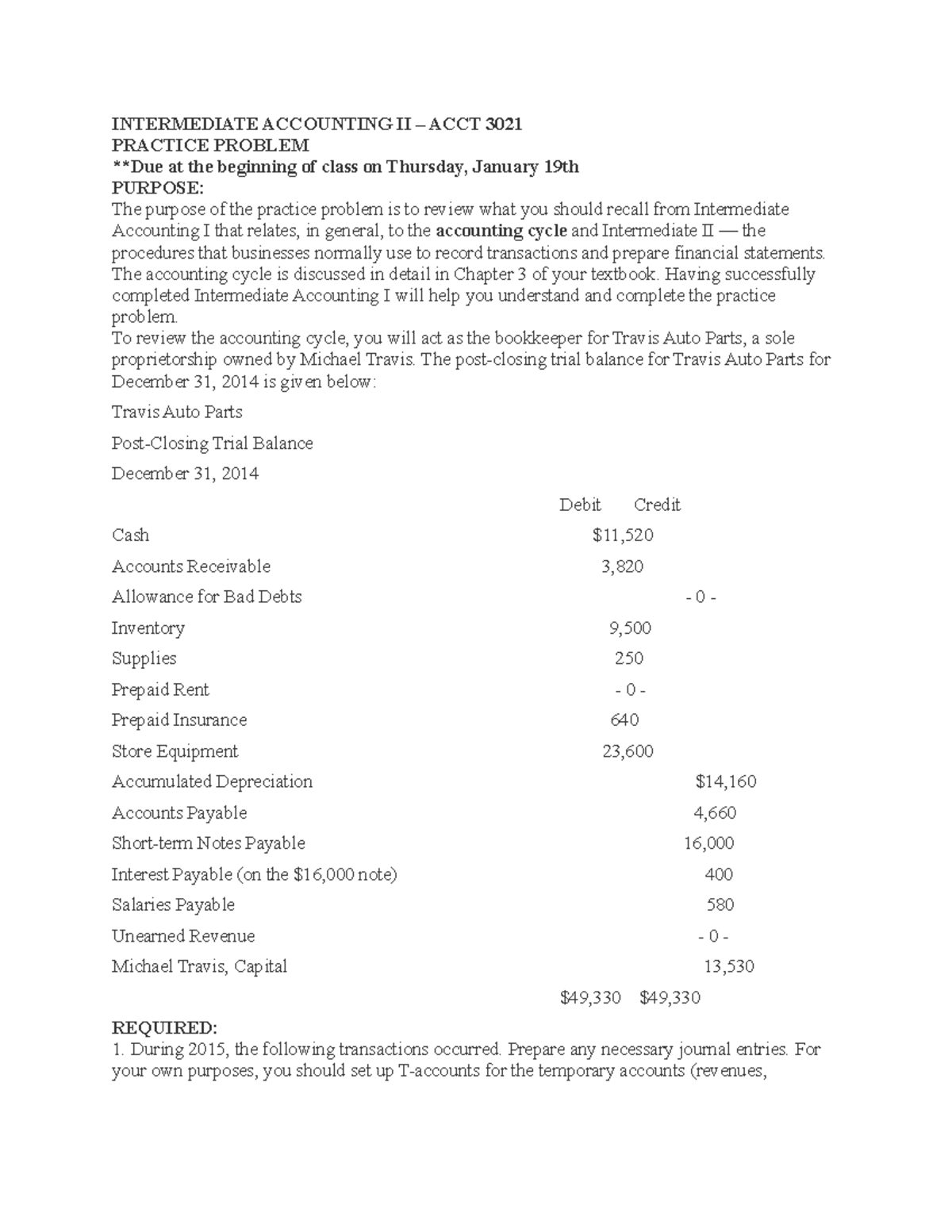 Intermediate Accounting II-practice question - INTERMEDIATE ACCOUNTING ...