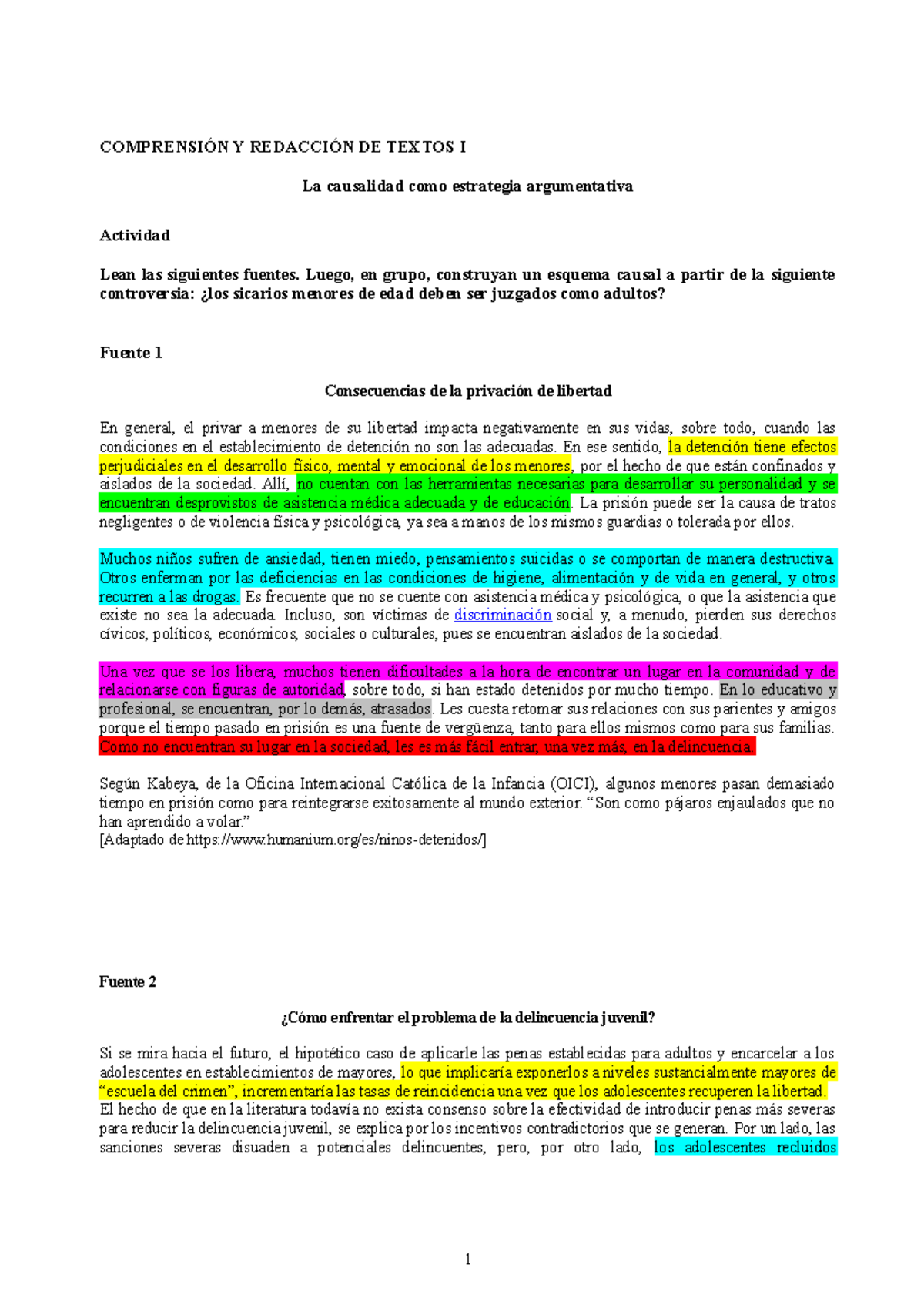 La causalidad como estrategia discursiva - COMPRENSIÓN Y REDACCIÓN DE ...