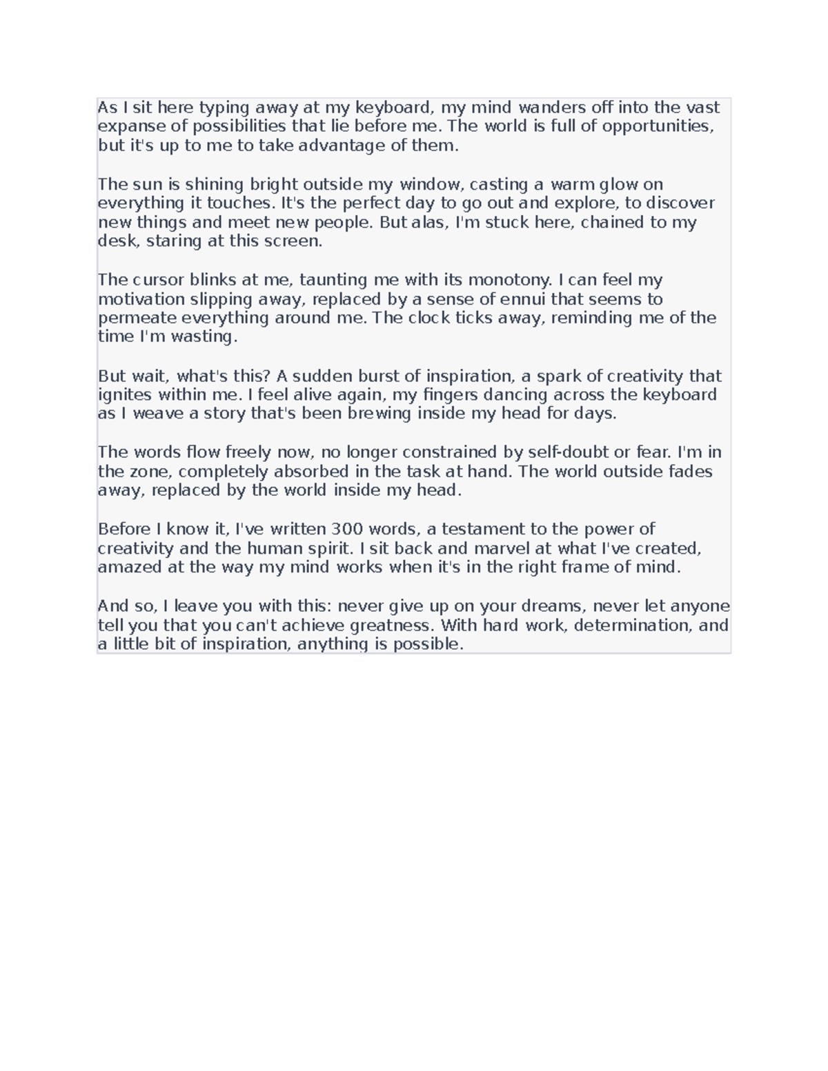 Random - Essay Prompt - As I sit here typing away at my keyboard, my ...