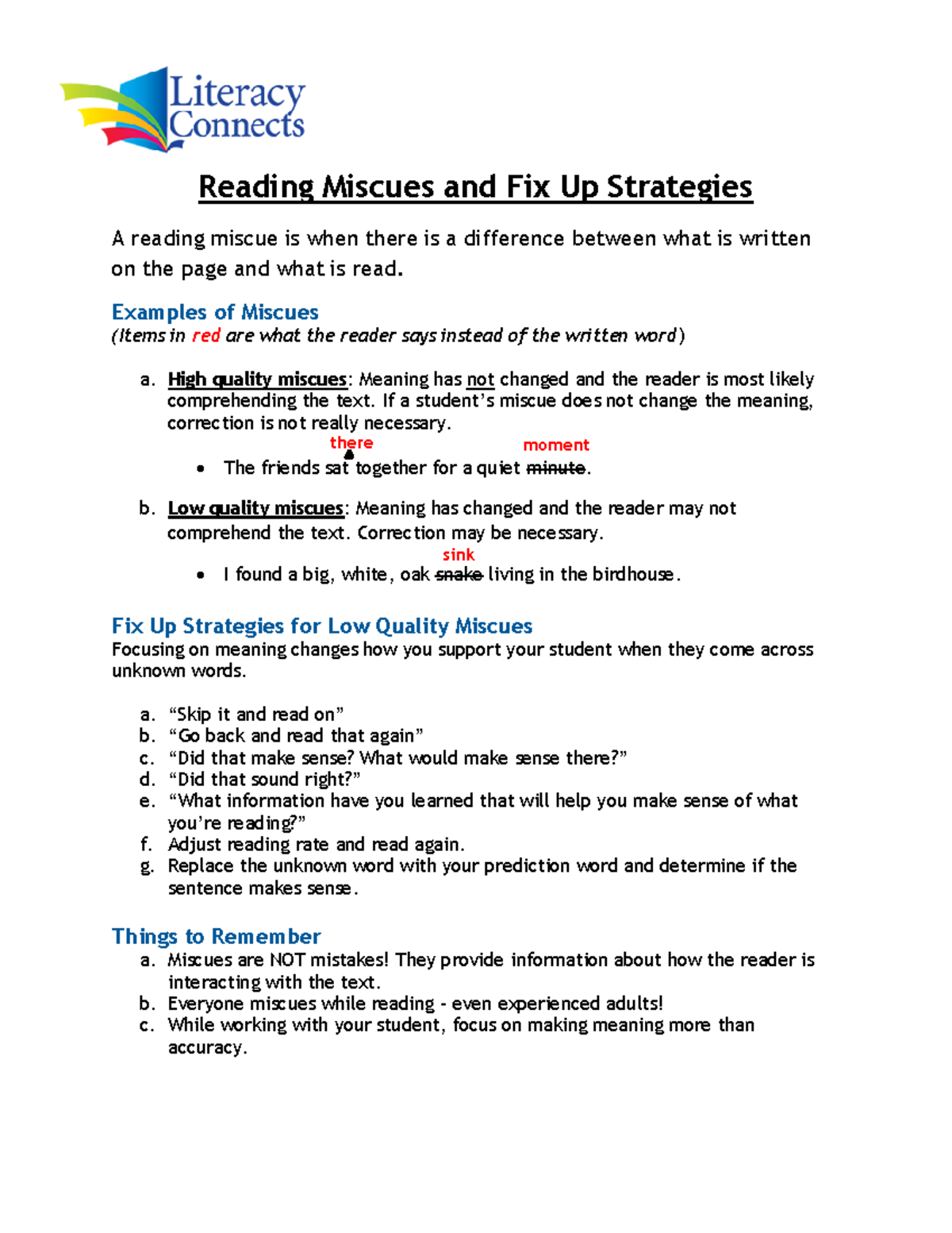 Rs 3 reading micues and fix up strategies - Reading Miscues and Fix Up ...