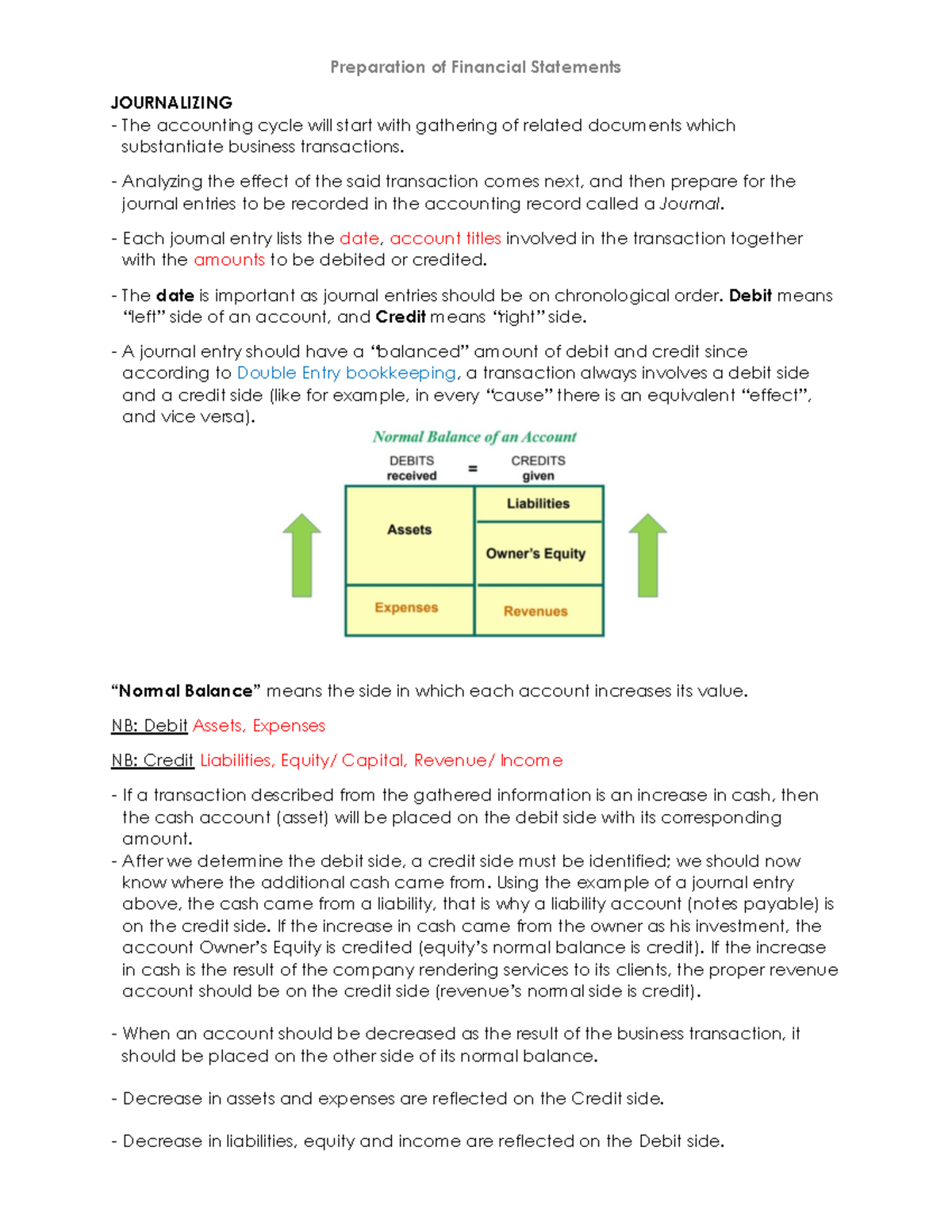 Preparation of Financial Statements - Accounting Fundamentals - Studocu