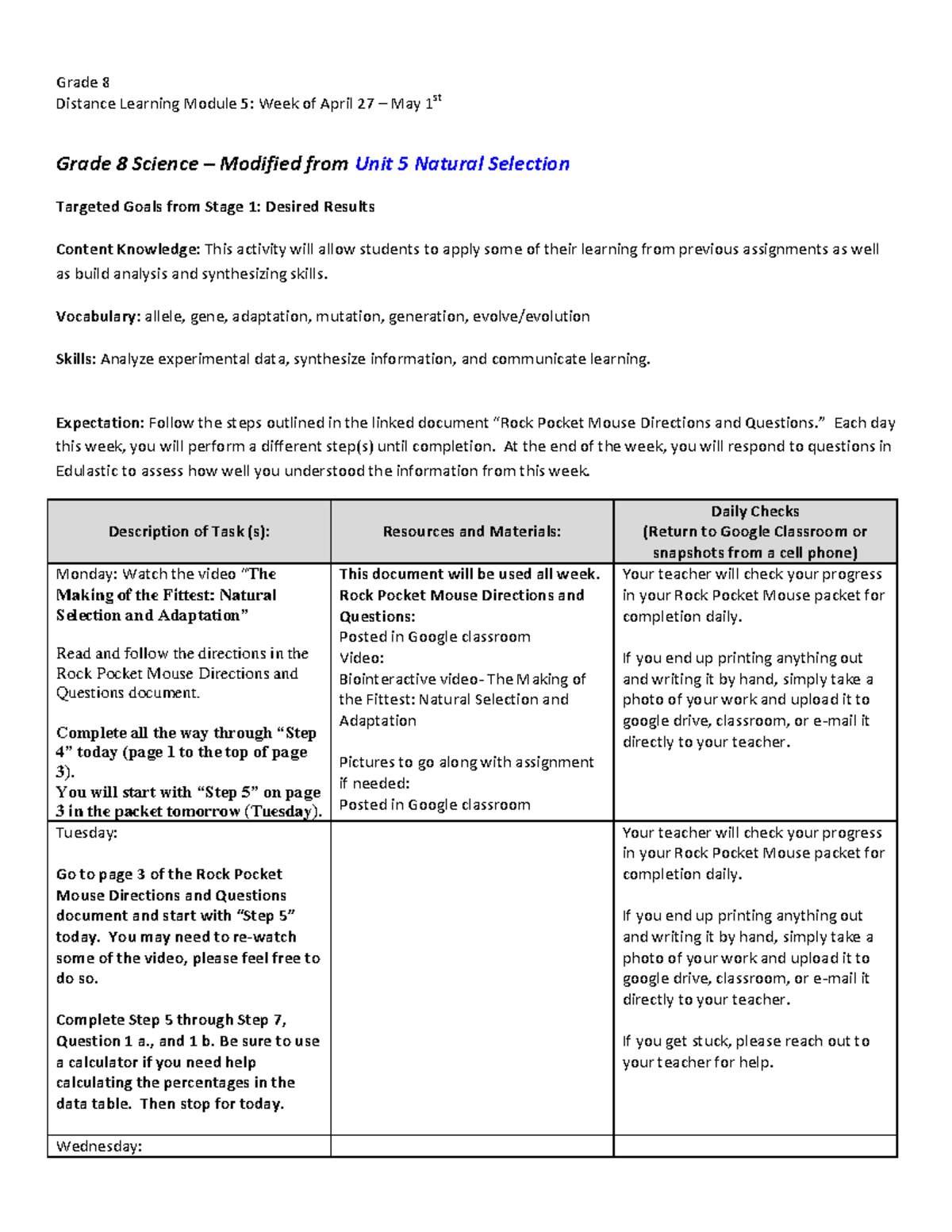 Grade 8Science Module 5 - Grade 8 Distance Learning Module 5: Week of ...