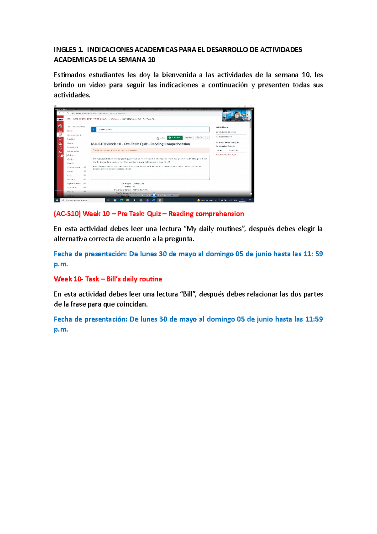 Indicaciones DE LA Semana 10 - INGLES 1. INDICACIONES ACADEMICAS PARA EL DESARROLLO DE ...