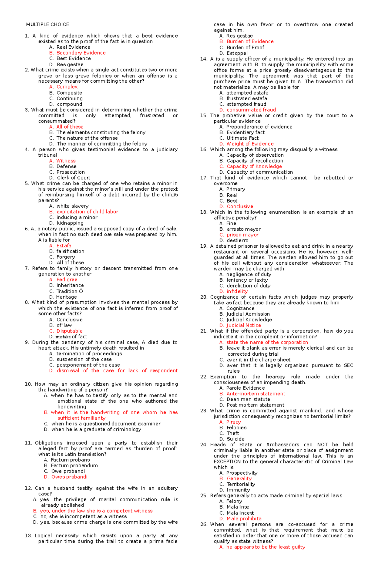 CLJ reviewer - Summary Bachelor of science in criminology - MULTIPLE ...