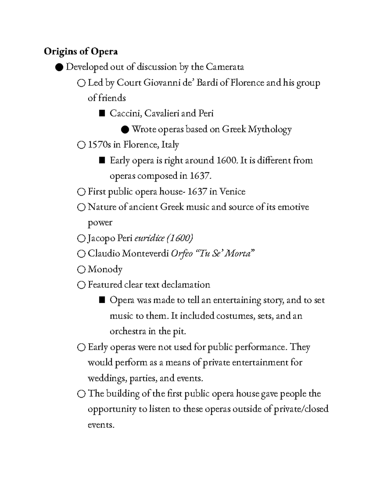 Origins of Opera - Origins of Opera Developed out of discussion by the ...