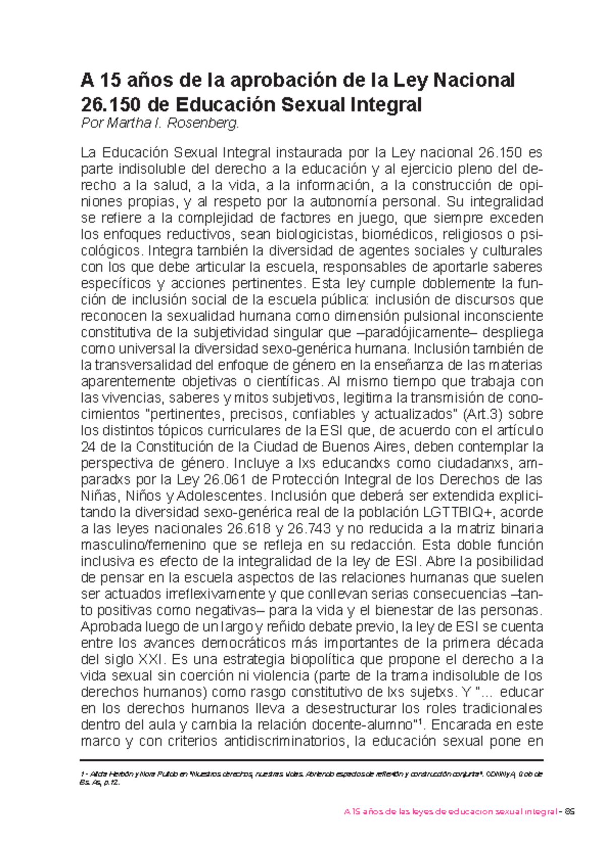 ESI Rosemberg M A 15 anos de la aprobacion de la Ley 26150 1 - A 15 años de las leyes de ...