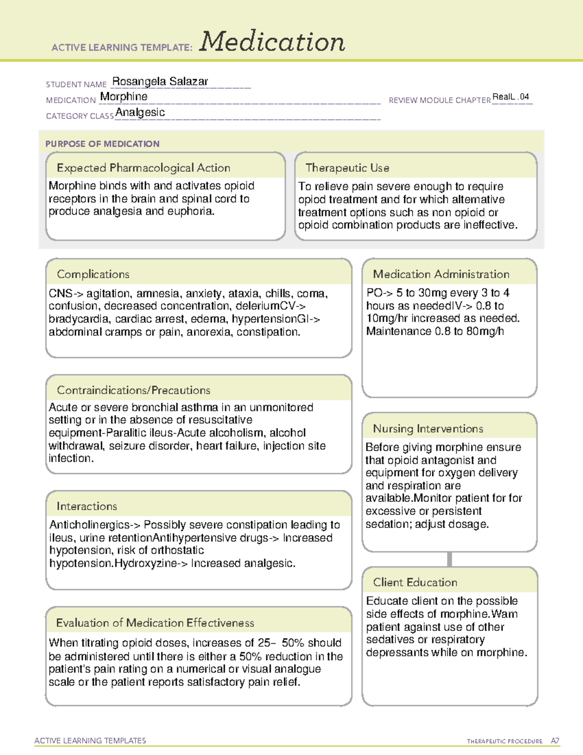 Medication Morphine - Meds - ACTIVE LEARNING TEMPLATES TherapeuTic ...