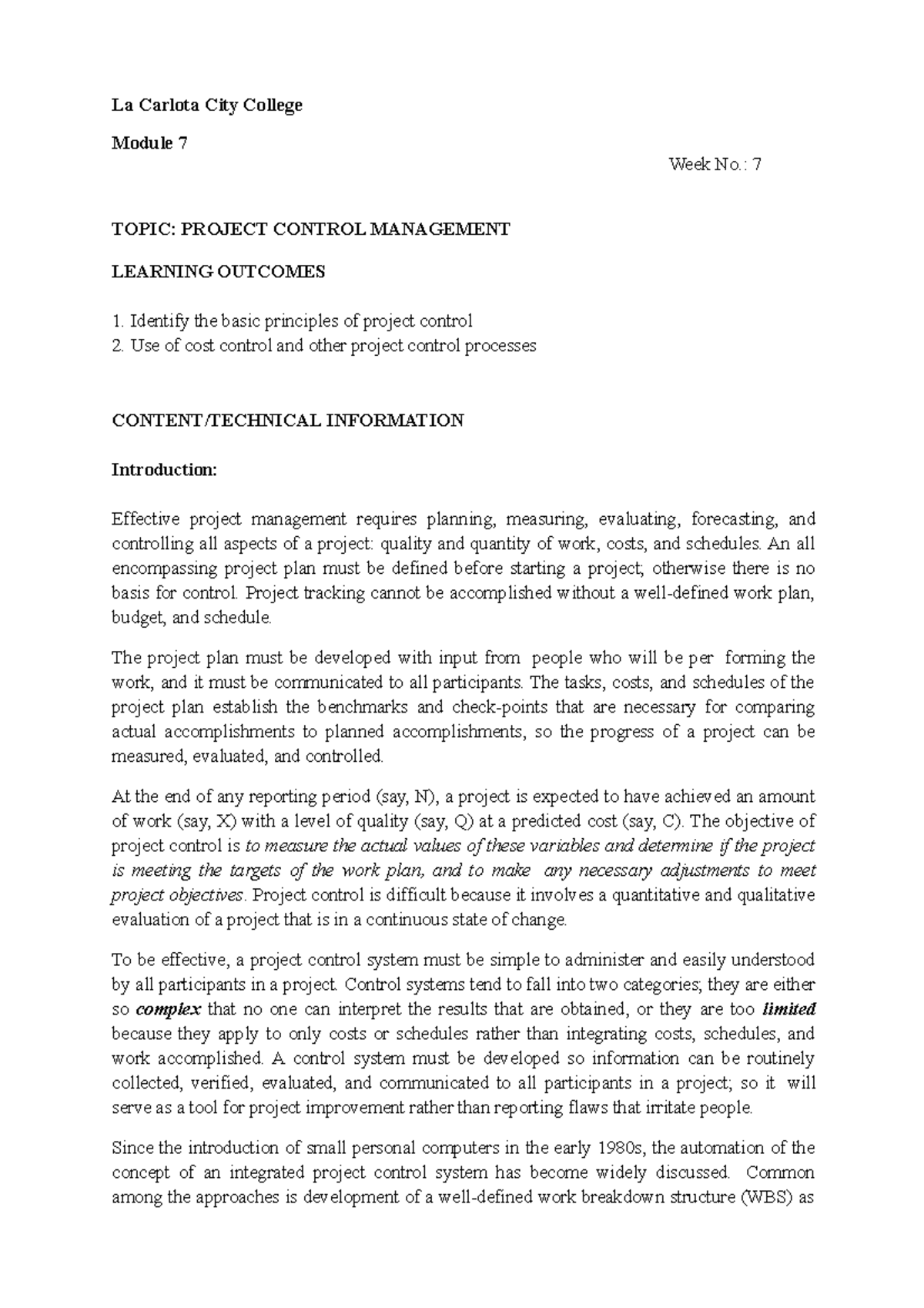 Learning Guide 7 - Lecture notes 4 - La Carlota City College Module 7 ...