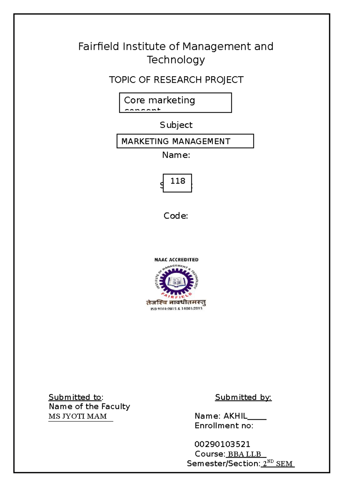 Marketing management assignment semester 2 - Fairfield Institute of ...