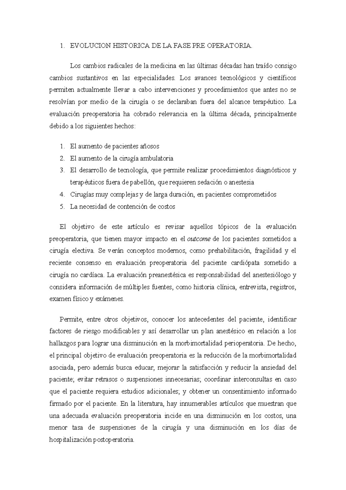 Cuidado Enfermero EN FASE Preoperatoria - 1. EVOLUCION HISTORICA DE LA FASE PRE OPERATORIA. Los ...