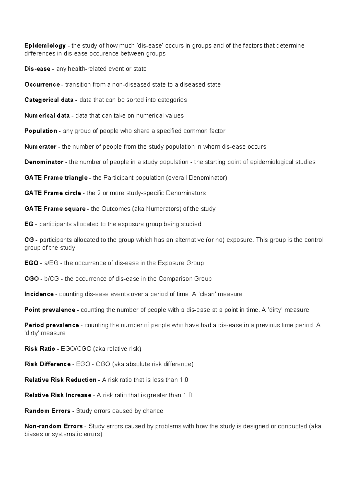 GATE Notes Vocab - Epidemiology - the study of how much 8dis-ease9 ...