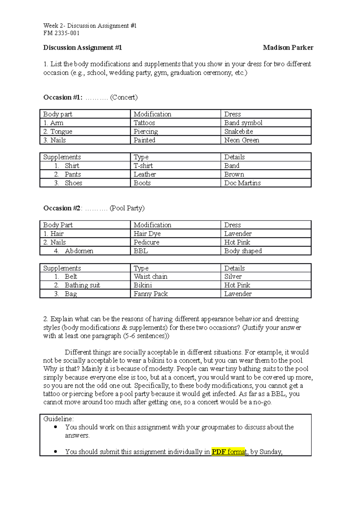 Week #2-Assignement #1 - Week 2- Discussion Assignment # FM 2335- Discussion Assignment #1 ...