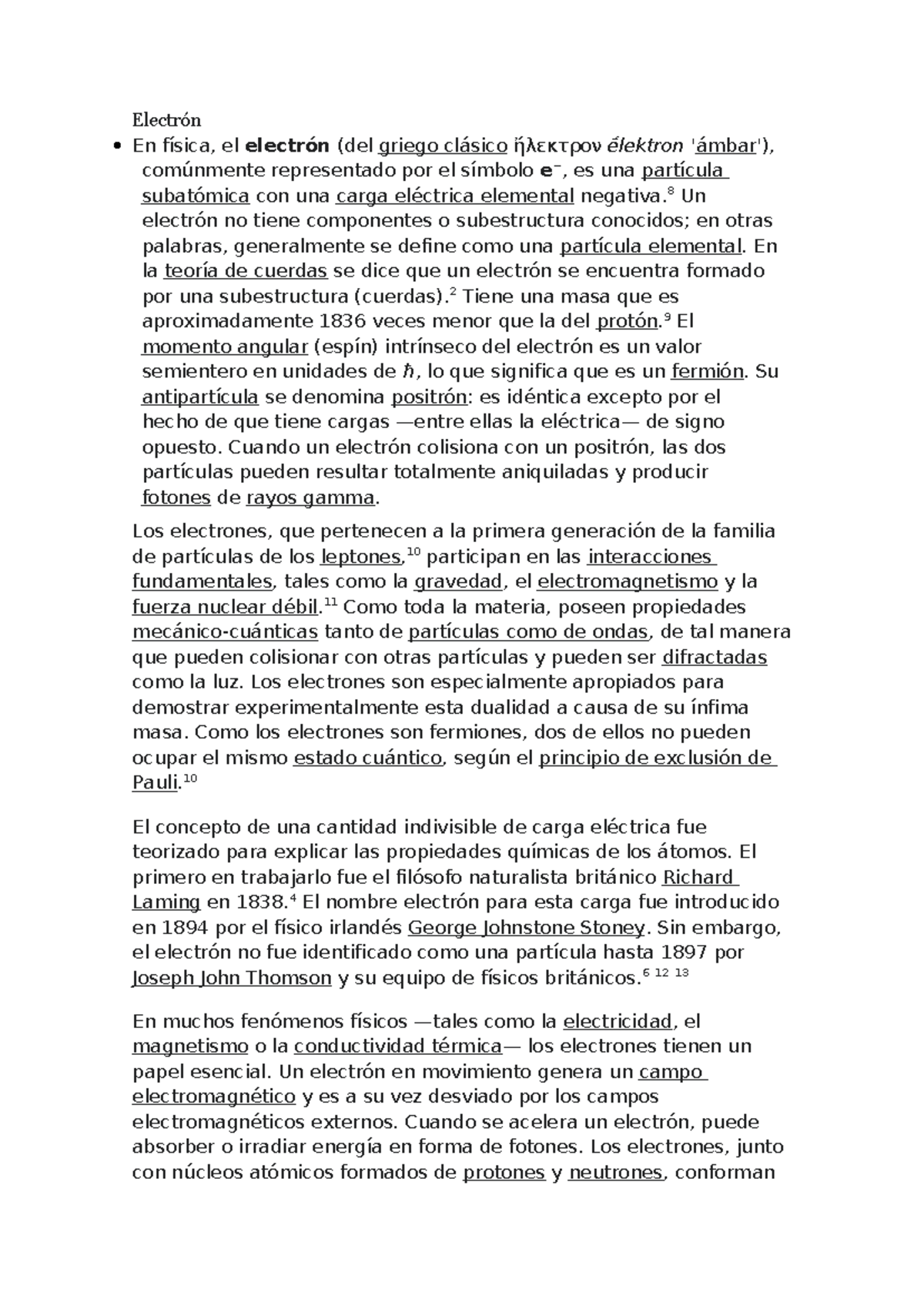 Electrones - Electrón En física, el electrón (del griego clásico ...