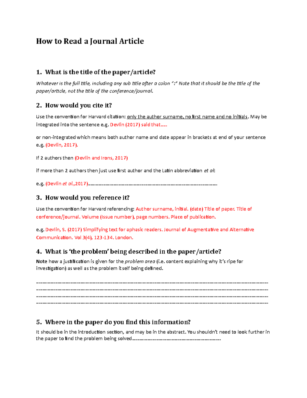 How to Read a Journal Article Guide - What is the title of the Whatever ...