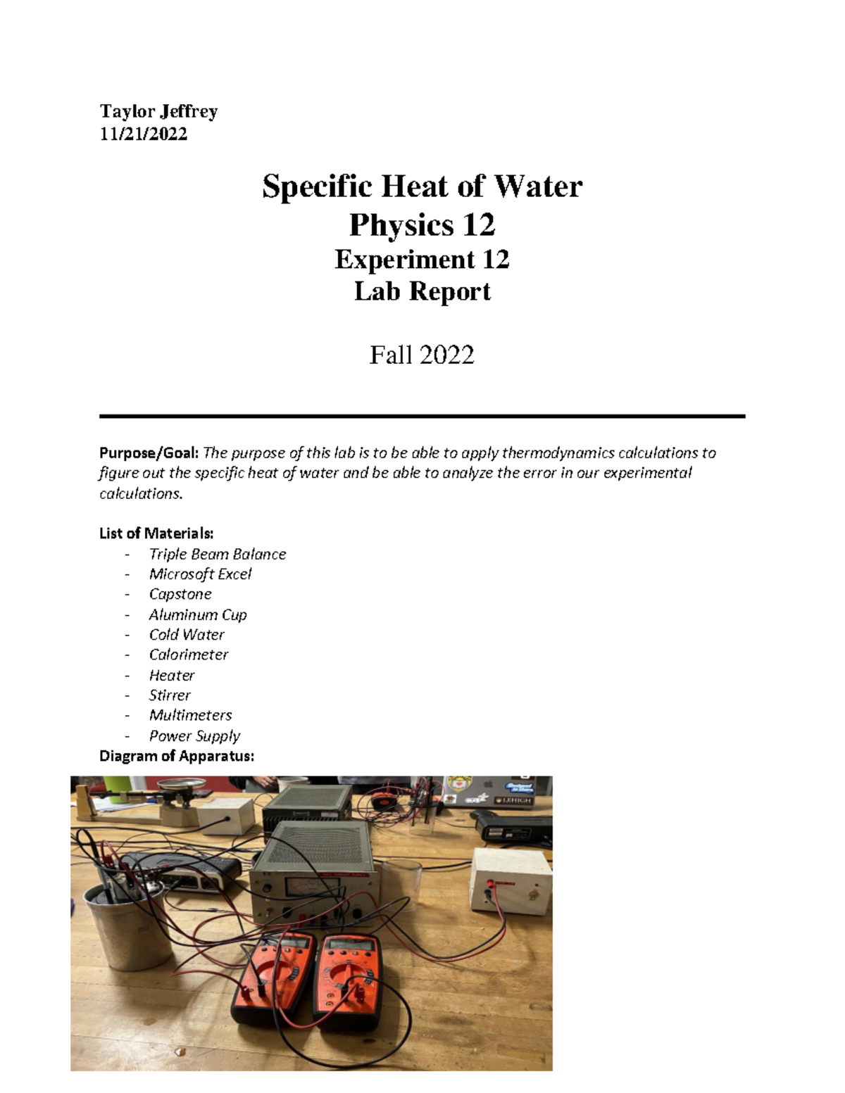 Experiment 12 Report - Final Lab Assignment - Taylor Jeffrey 11/21 ...