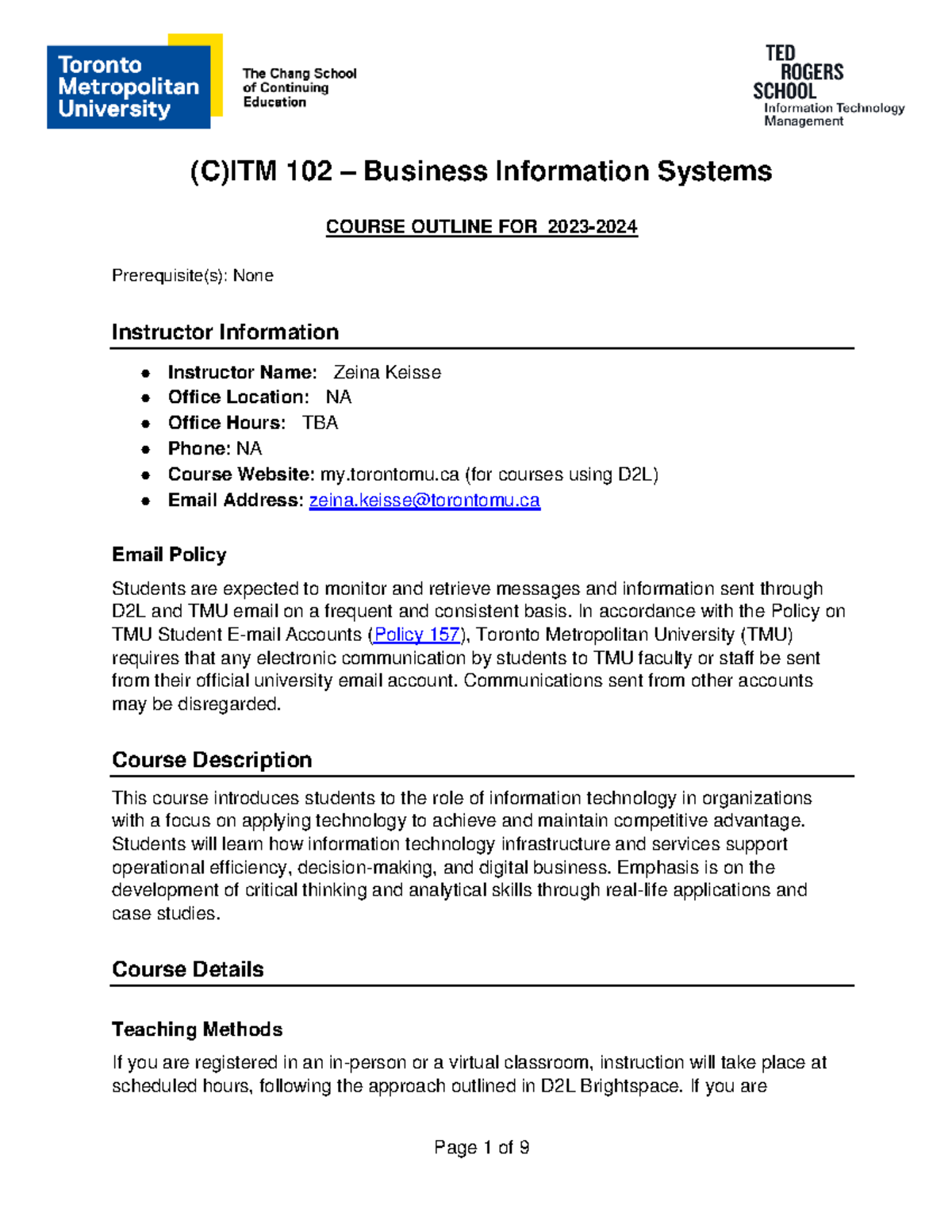 ITM102- outline - ihvpivi - (C)ITM 102 – Business Information Systems ...