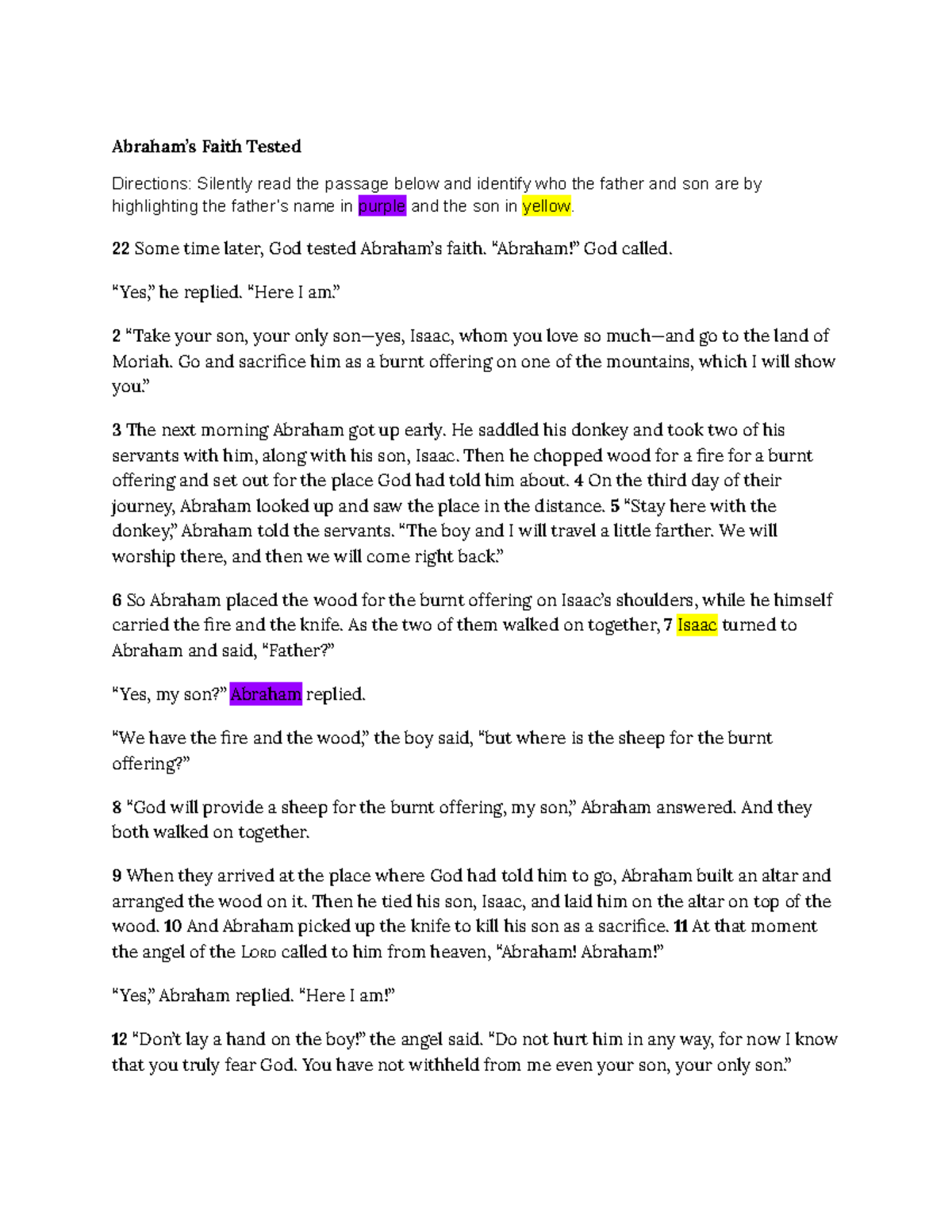 Cristina Chavez - TFA SSSS Genesis 22 1-19 - Abraham’s Faith Tested ...