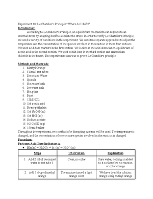 Lab 17 - Chem 106 Hunter College Lab Report 17 - Professor Cornejo ...