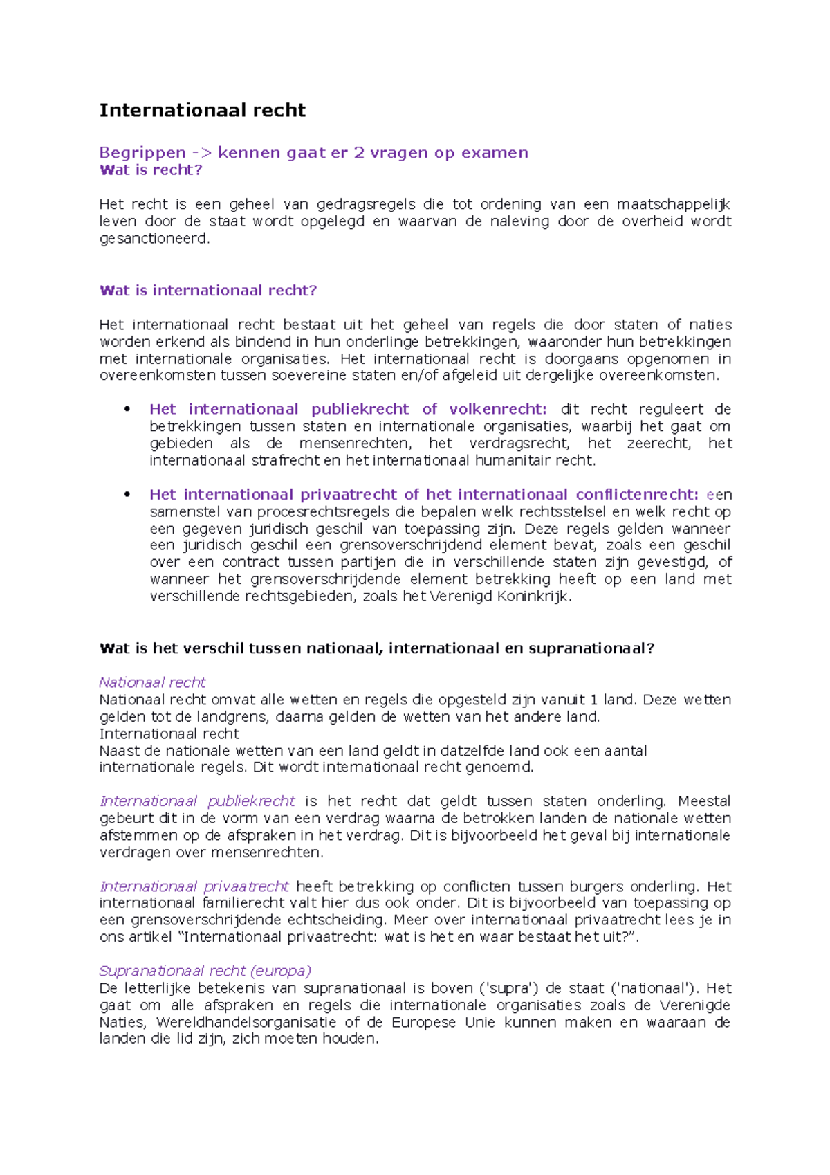 Samenvatting internationaal recht - Internationaal recht Begrippen ...